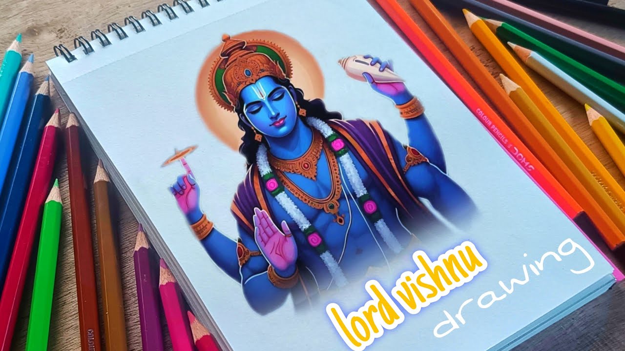 Lord Vishnu Drawing Tutorial | Easy Drawing | vishnu Drawing For ...
