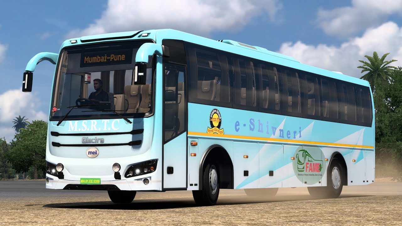 MSRTC E-Shivneri Olectra CX2 Premium AC Seater Bus Driving | Euro Truck ...