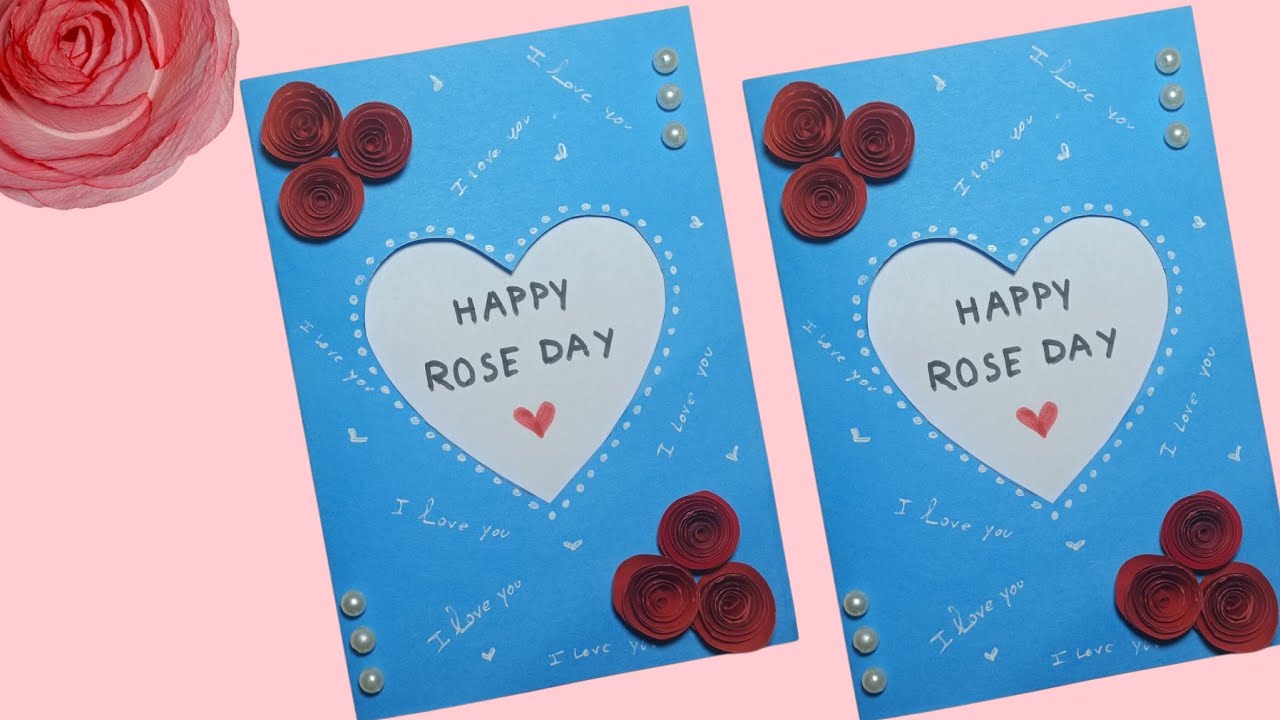 Handmade Rose Day Greetings Card / Paper Gift Card / Happy Rose Day ...