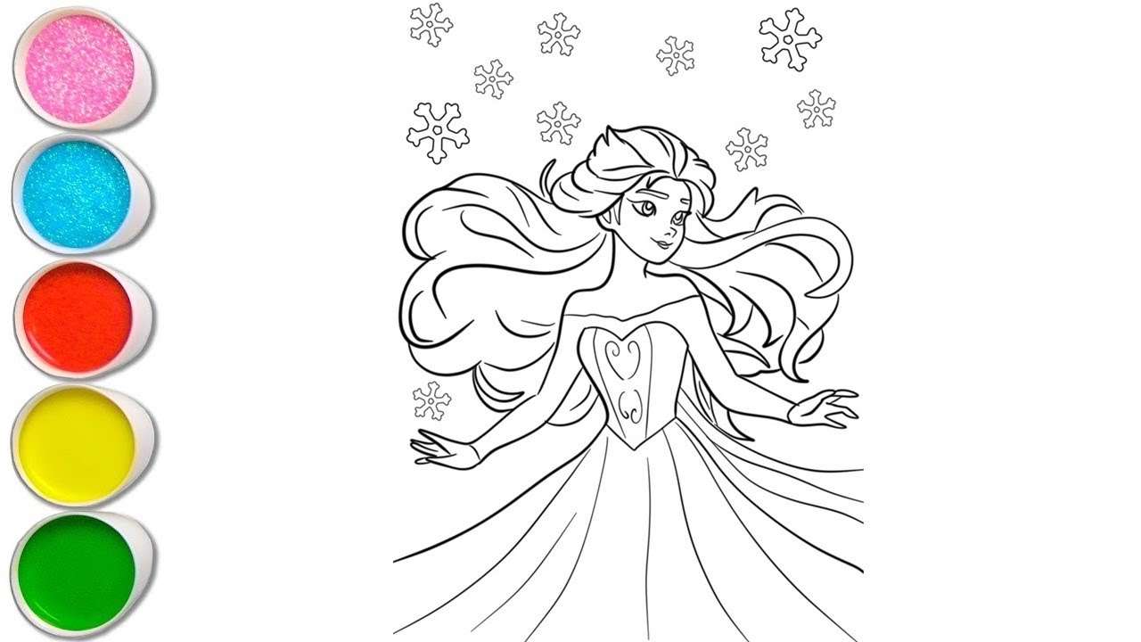 Beautiful Elsa Frozen Drawing for kids, Painting & Coloring for kids ...