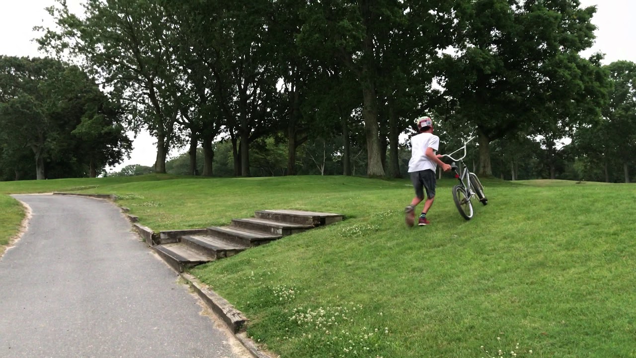 Riding down the stairs on my bike - YouTube