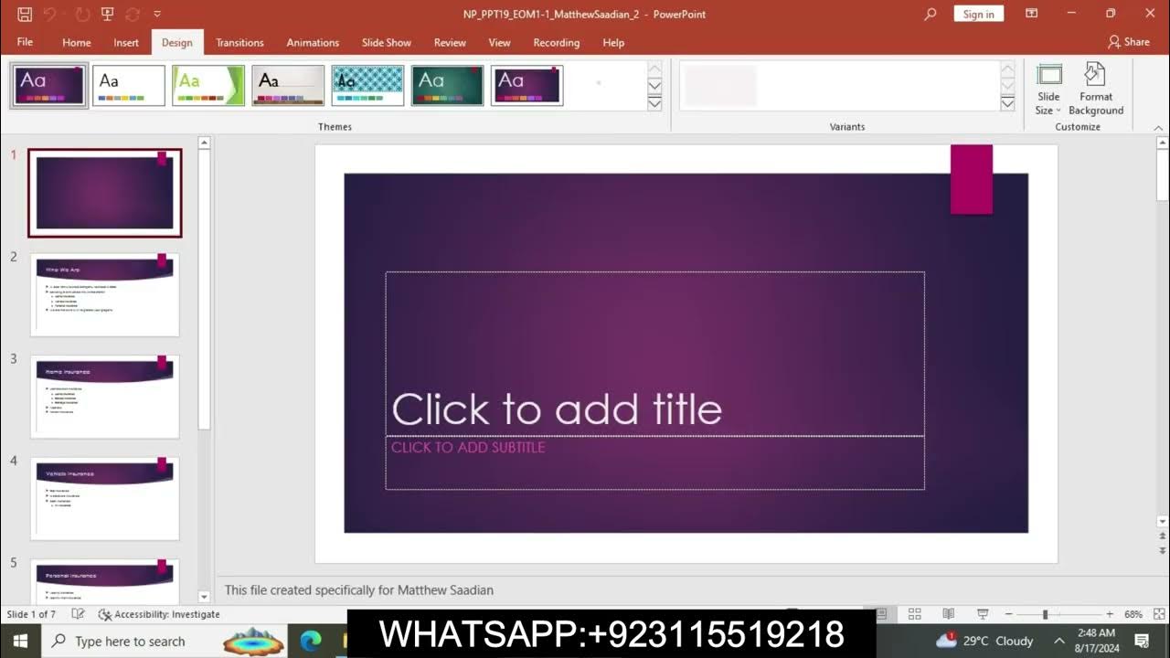PowerPoint 2019 Module 1 End of Module Project 1 | SafeWay Insurance | NP_PPT19_EOM1-1 - YouTube