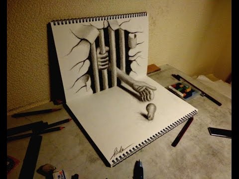 How To Draw 3D Art Hand in jail [Speed Drawing] - YouTube