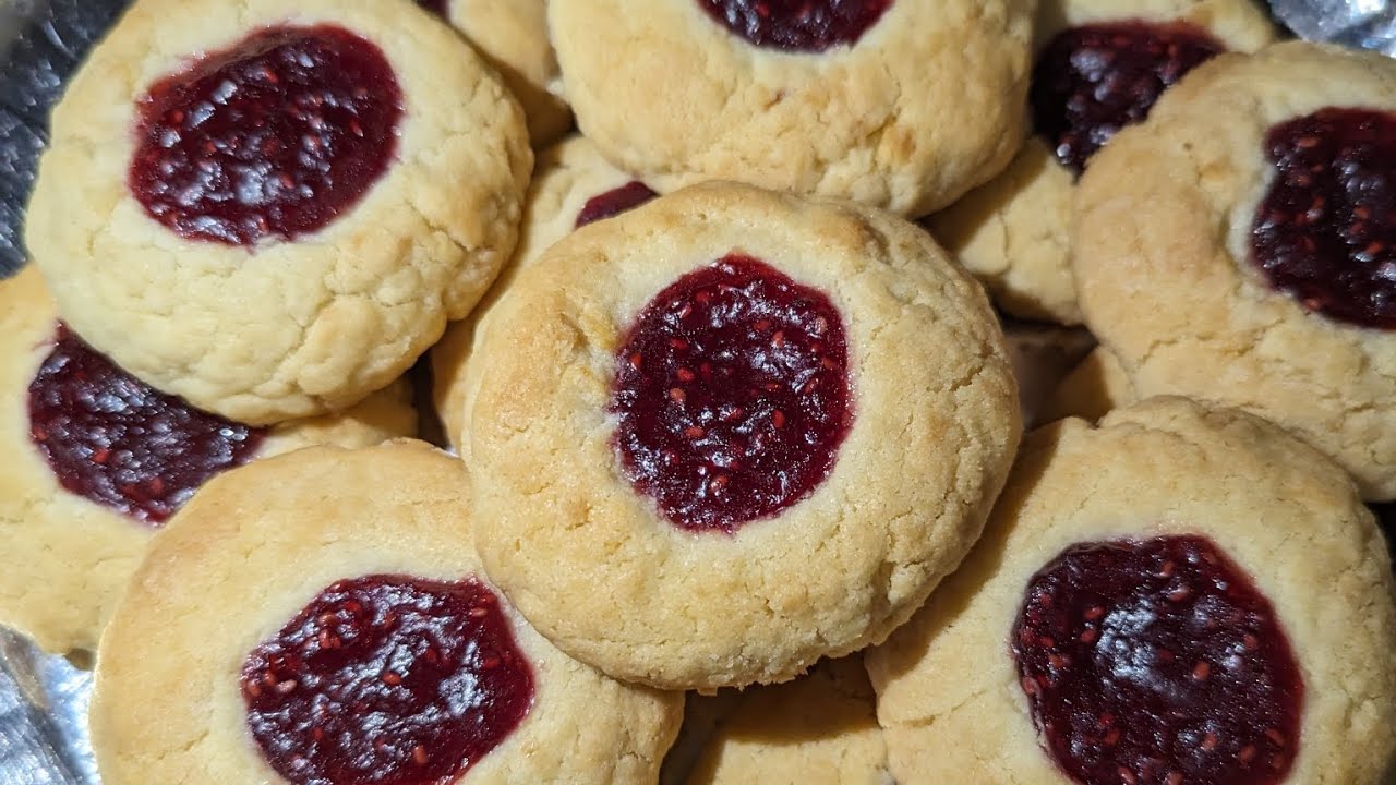 Jam Drop Shortbread Cookies Easy Recipe - YouTube