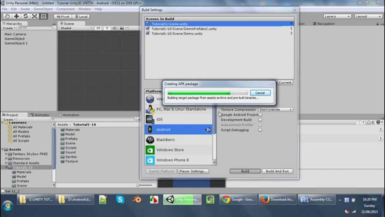 Tutorial 12: Unity3D Mobile VNTTH - Build Project to android devices - YouTube
