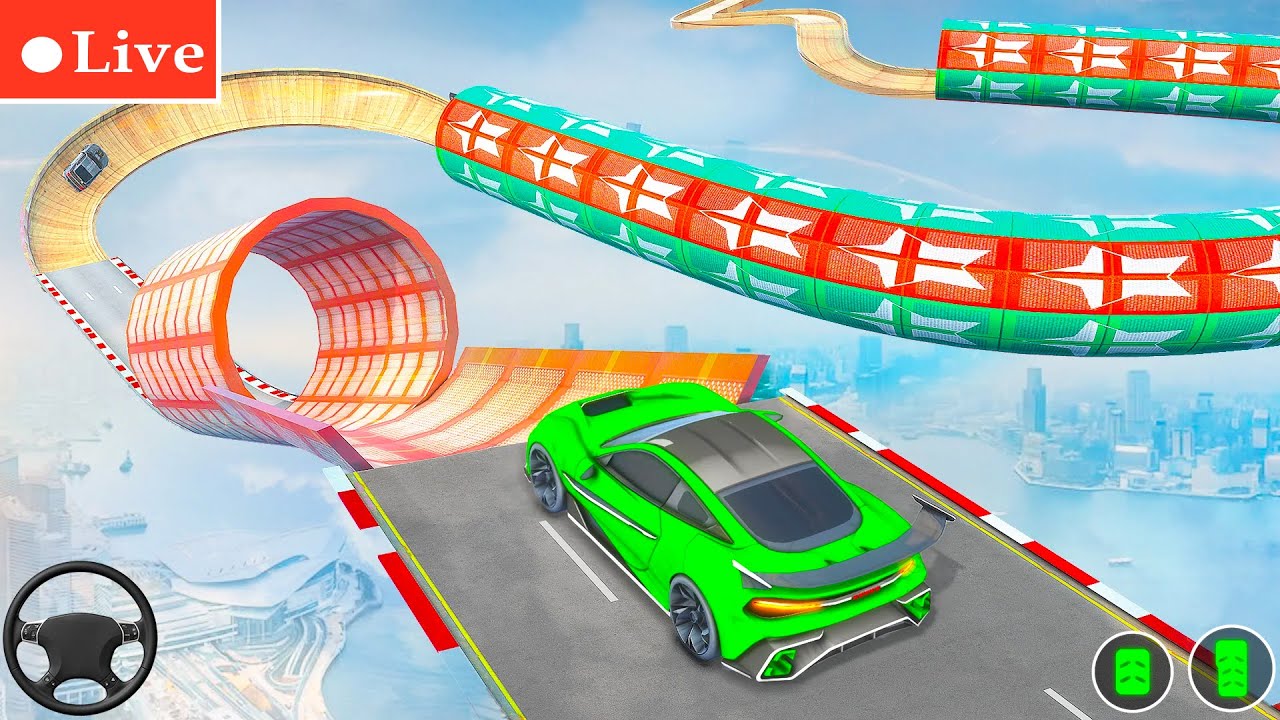 LIVE 🔴🚗 Muscle Car Mega Ramp Stunts Game - New Sport Car Racing Game ...