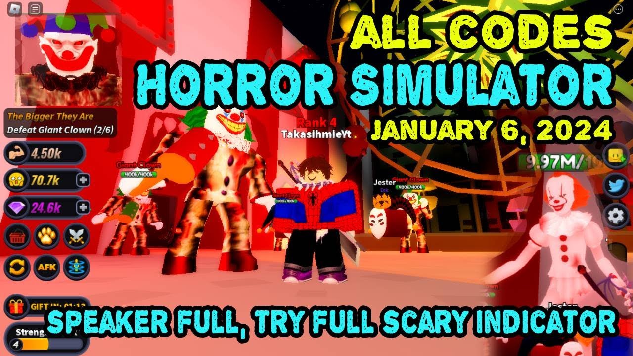 All Codes Active Horror Simulator Roblox, January 6, 2024 - YouTube