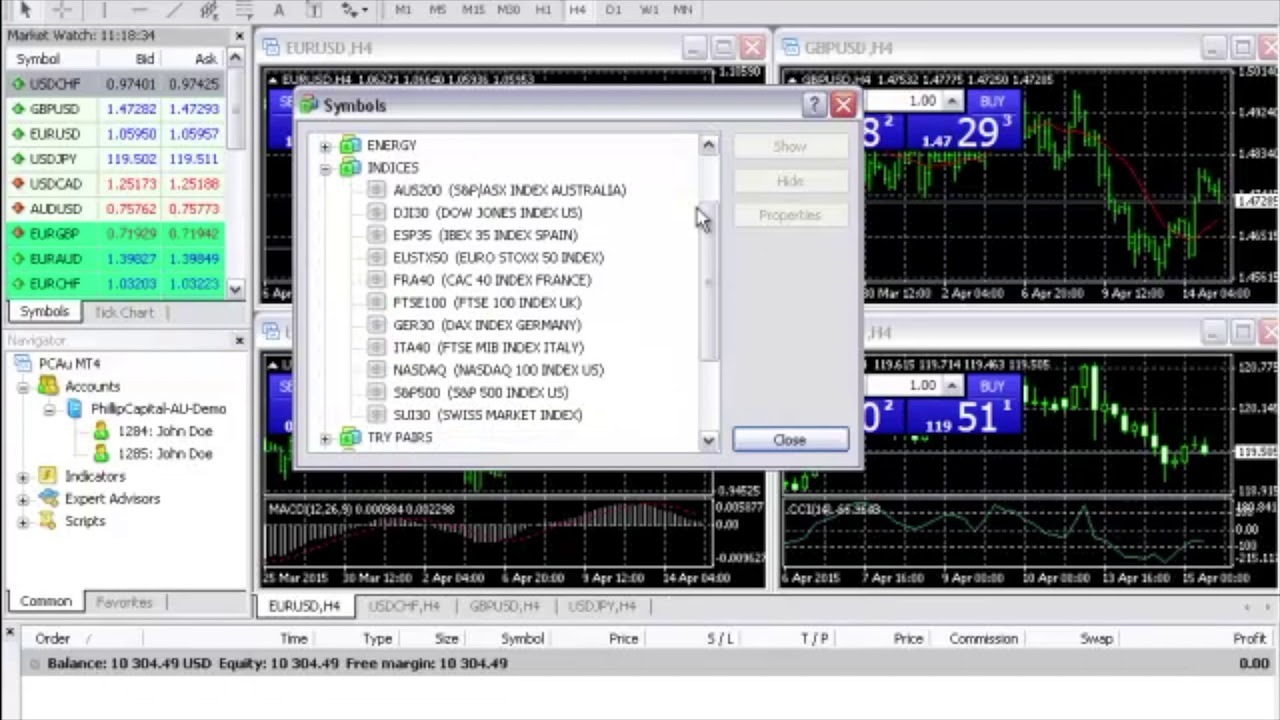 MT4 - Add a symbol to your Watch list/View Product Specs - YouTube