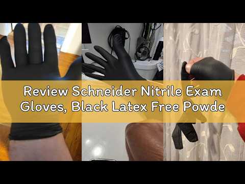 Review Schneider Nitrile Exam Gloves, Black Latex Free Powder Free Disposable Gloves for Medical, Co