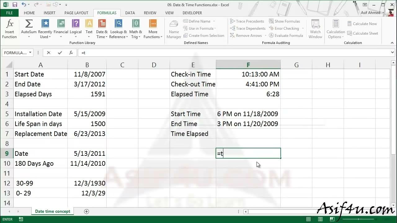 Excel Advanced Functions Training Bangla 40 Date and time concept in Excel - YouTube