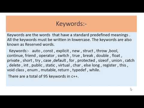 Lecture - 5 Character Set , Tokens , identifiers , keywords in c++ - YouTube
