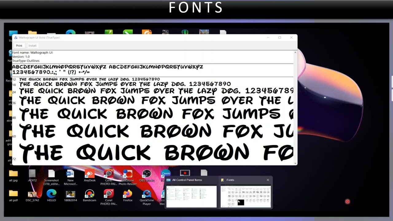 Working with Control Panel FONTS - YouTube