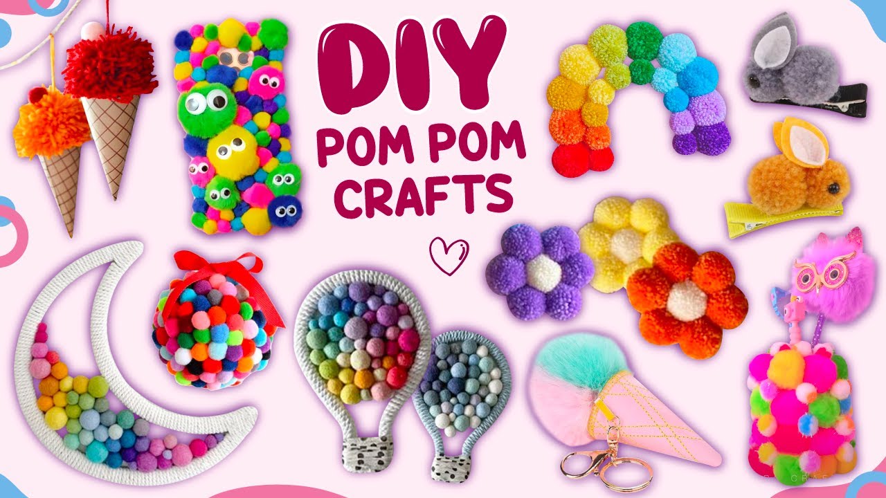 18 DIY POM POM CRAFTS - Hot Air Balloon Cute Decor - Pen Decoration and ...