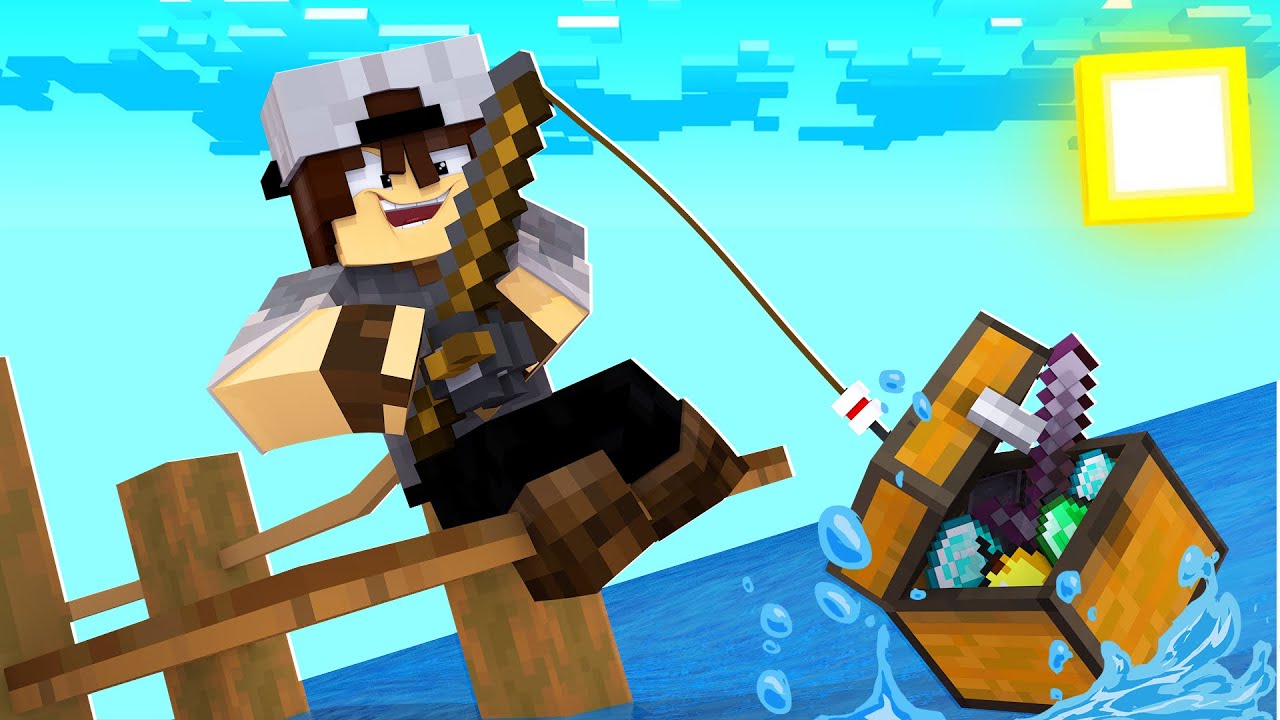 A PESCA NO MINECRAFT VEM BAÚ COM LOOTS ALEATÓRIOS !! - YouTube