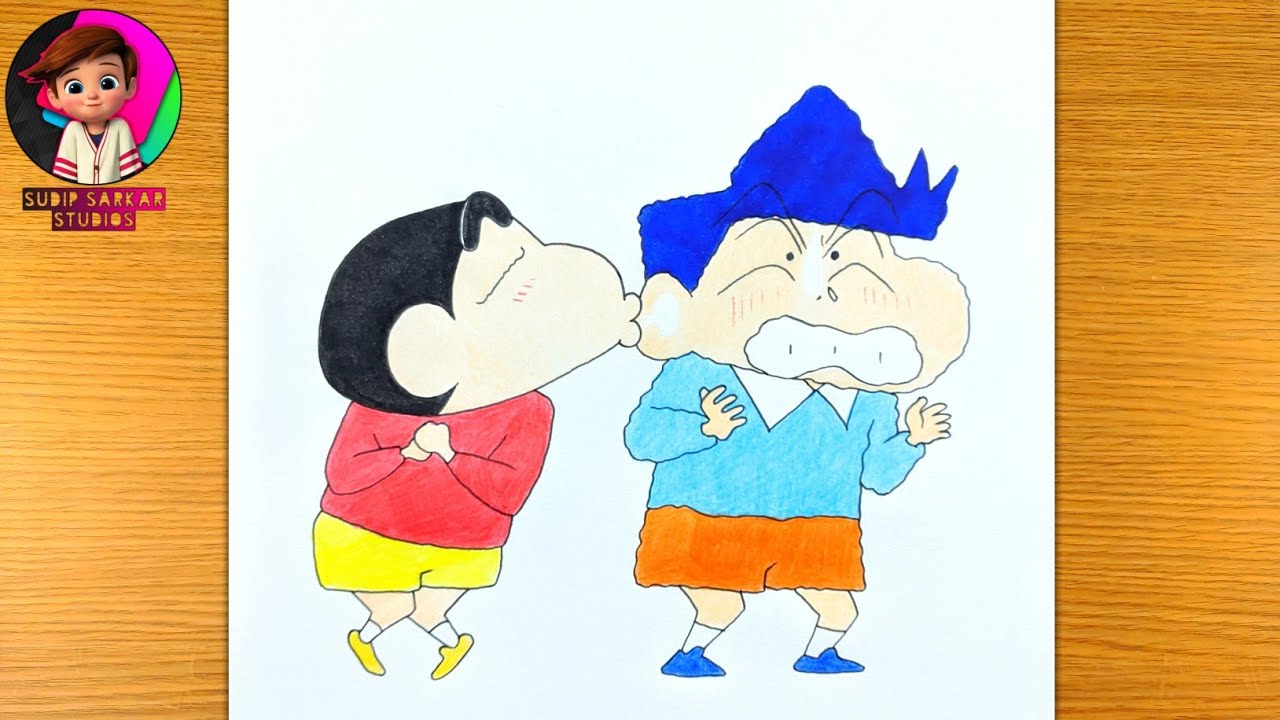 How to draw Shinchan and Kazama from Shinchan || How to draw Shinchan ...