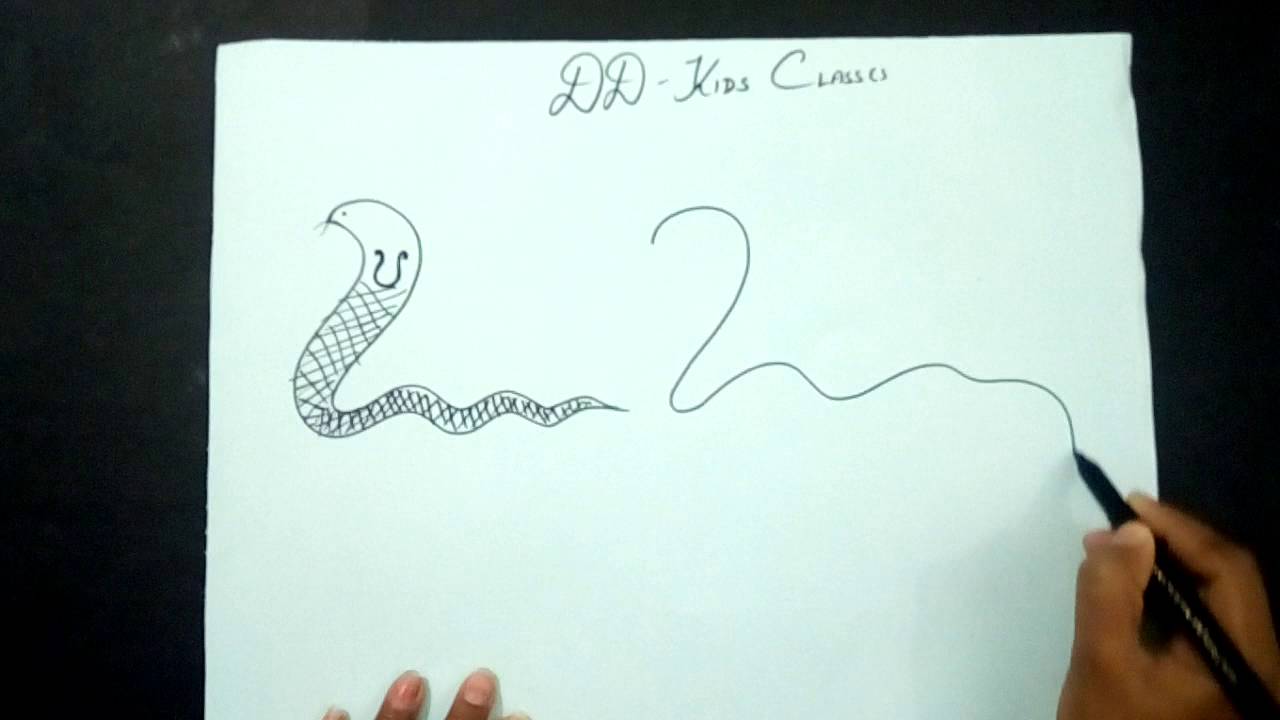 How to draw a snake. King cobra drawing - YouTube