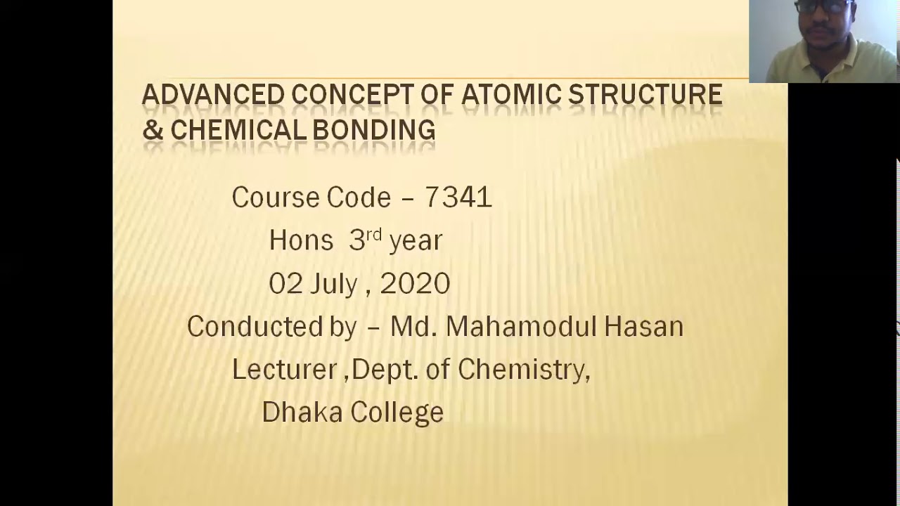 3rd Year Hons, Advanced Atomic Structure & Chemical Bonding. - YouTube