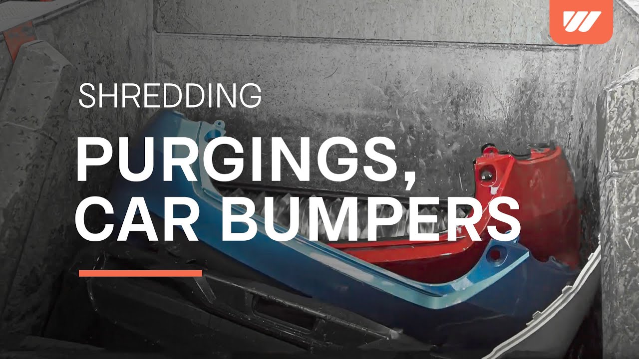 Shredding car bumpers and plastic purgings with a WEIMA W5.14 recycling ...