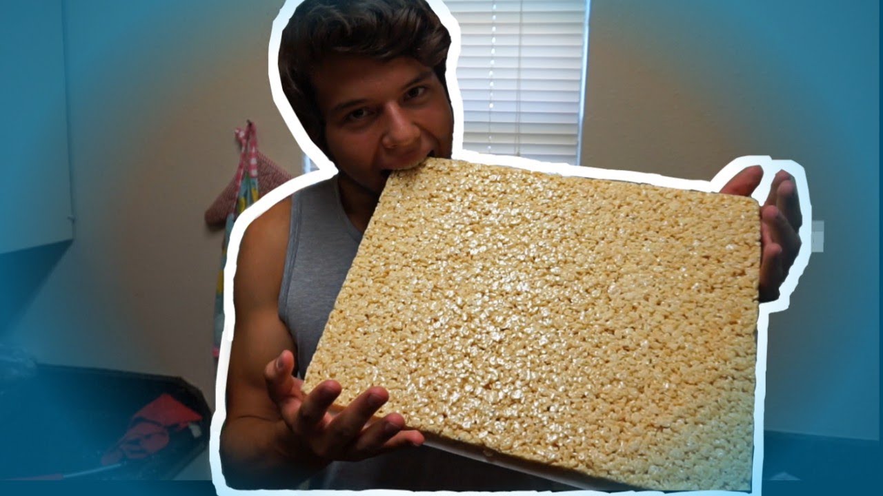 GIANT Rice Krispy Treat Challenge (4,000+ Calories) Worlds Biggest Rice ...