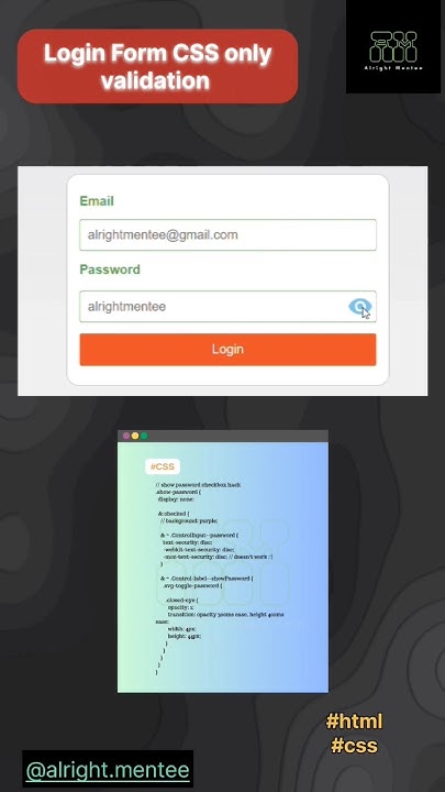 Login Form Css Only For Validation Html Css Code Coding Codingtips Codinglife Youtube 