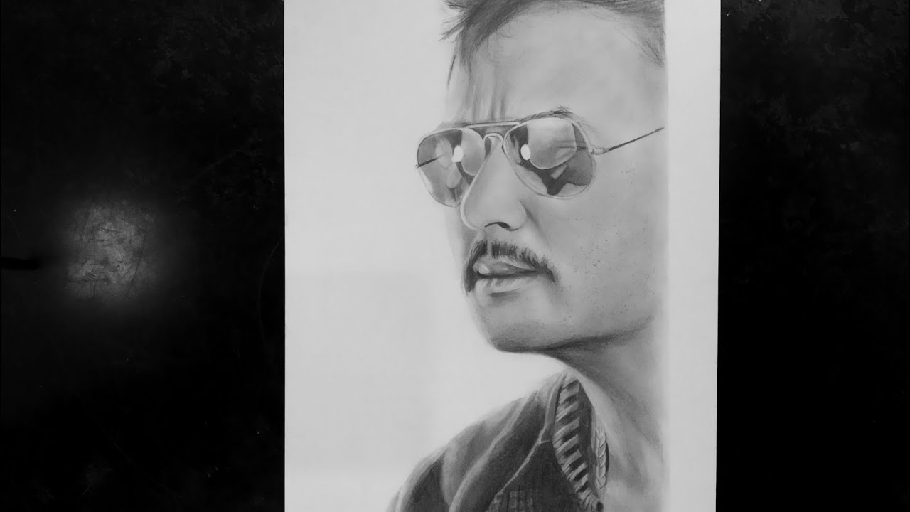 Challenging star Darshan | drawing | portrait art - YouTube