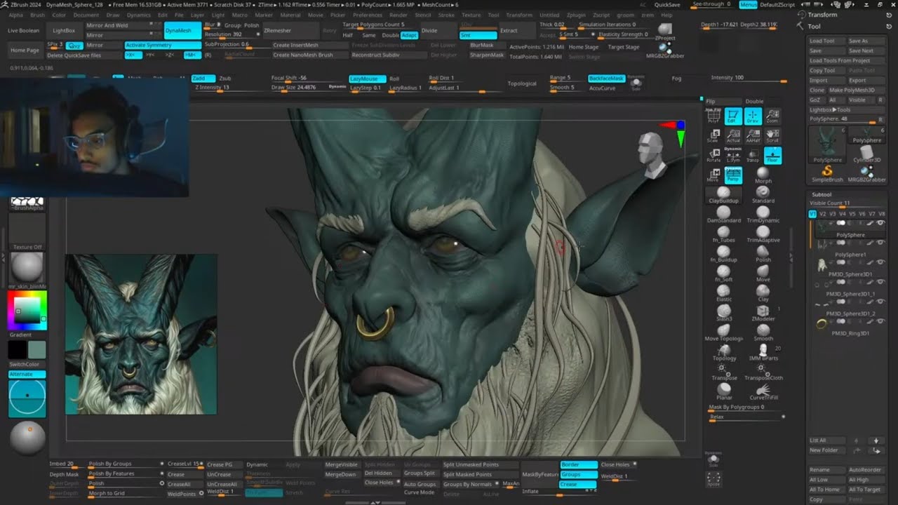 Creature Sculpting practice 3d Character Modeling in zbrush hindi live ...