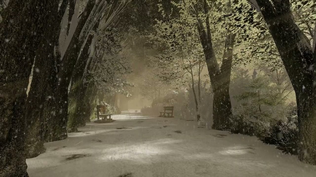 Quiet Morning View of a Snowy Trail - 8 Hours Snow sounds & quiet birds ...