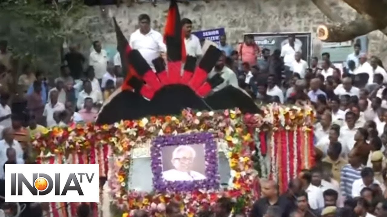 Last rites of DMK's K Anbazhagan performed in Chennai - YouTube