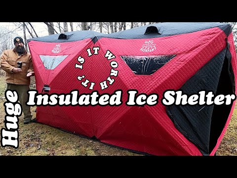 Massive Double Hub Insulated Ice Shelter ~ Review Deerfamy Shanty - YouTube