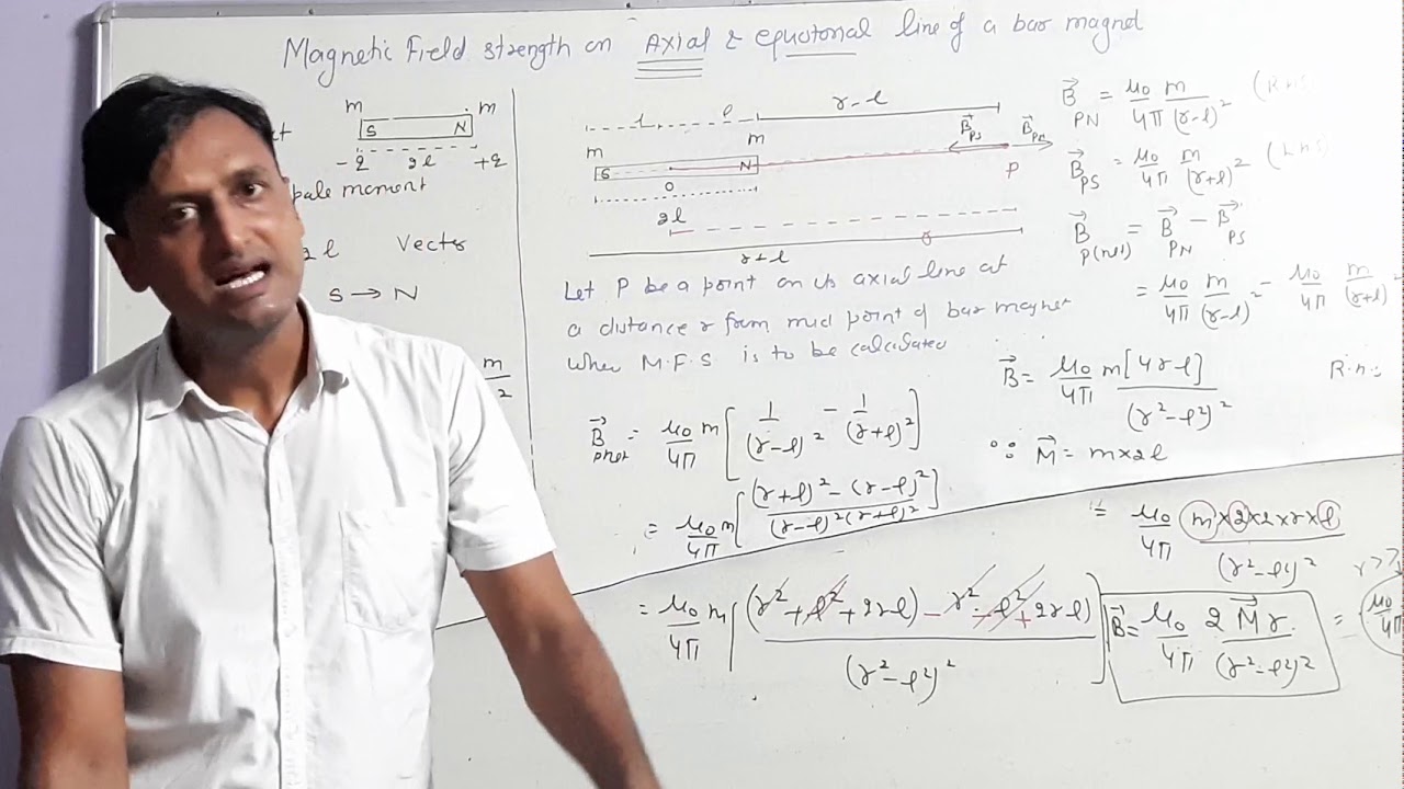 Magnetic field on axial and equatorial line of bar magnet - YouTube
