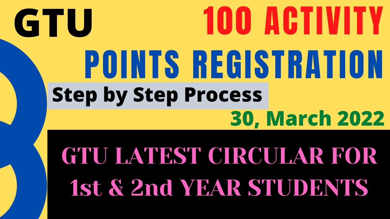 100 Activity Point Registration 2022 | GTU Latest Circular For 1st Year ...