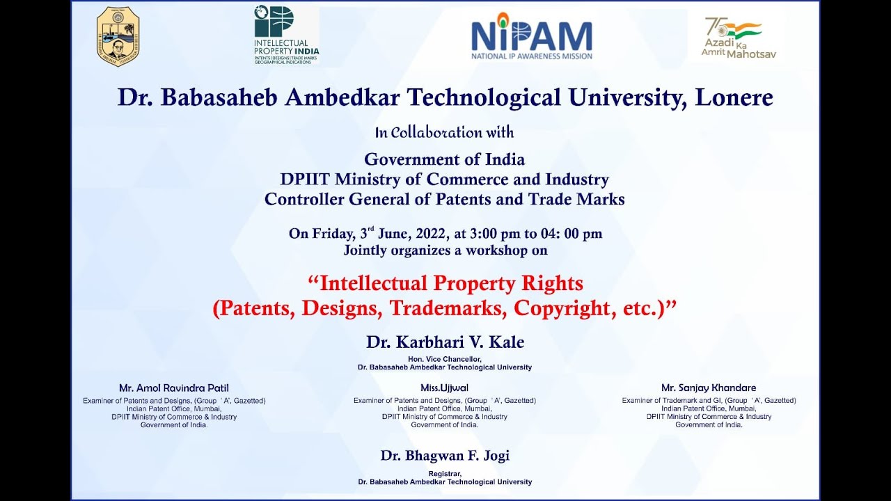 LIVE WORKSHOP ON " Intellectual Property Rights" (IPR) - YouTube