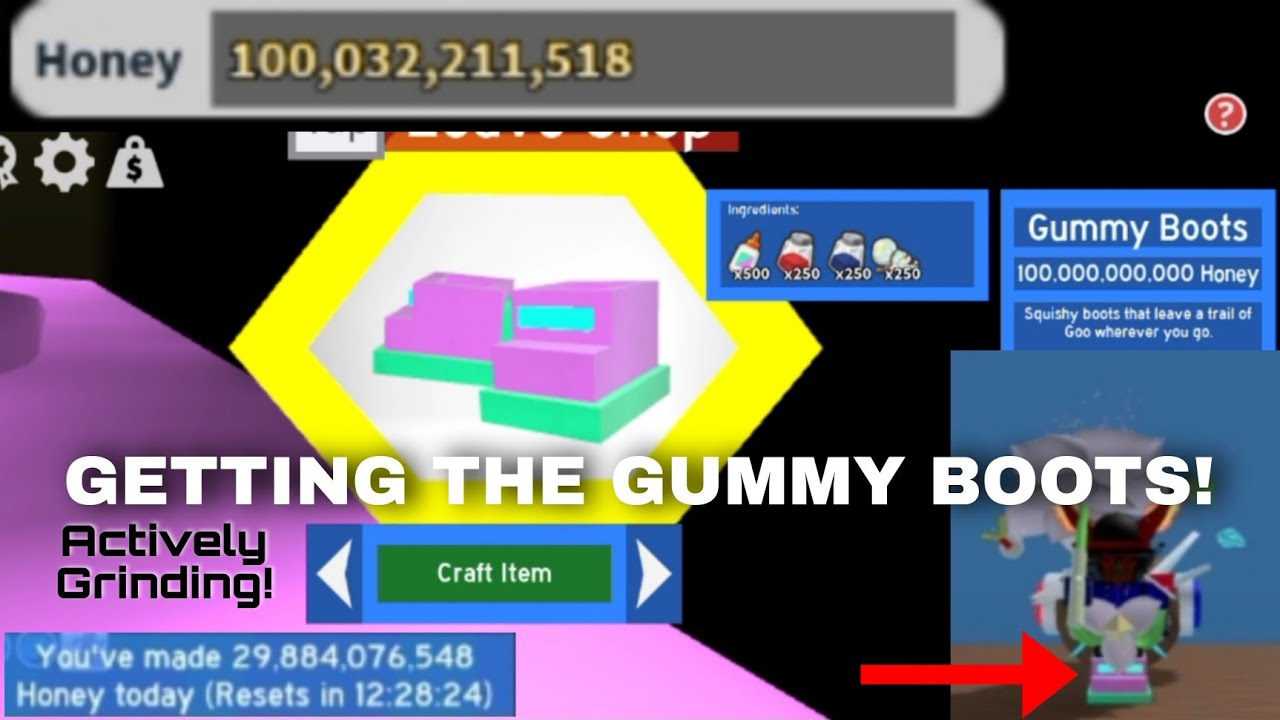 Getting the Gummy Boots! Day 7-10 (Bee Swarm Simulator) - YouTube