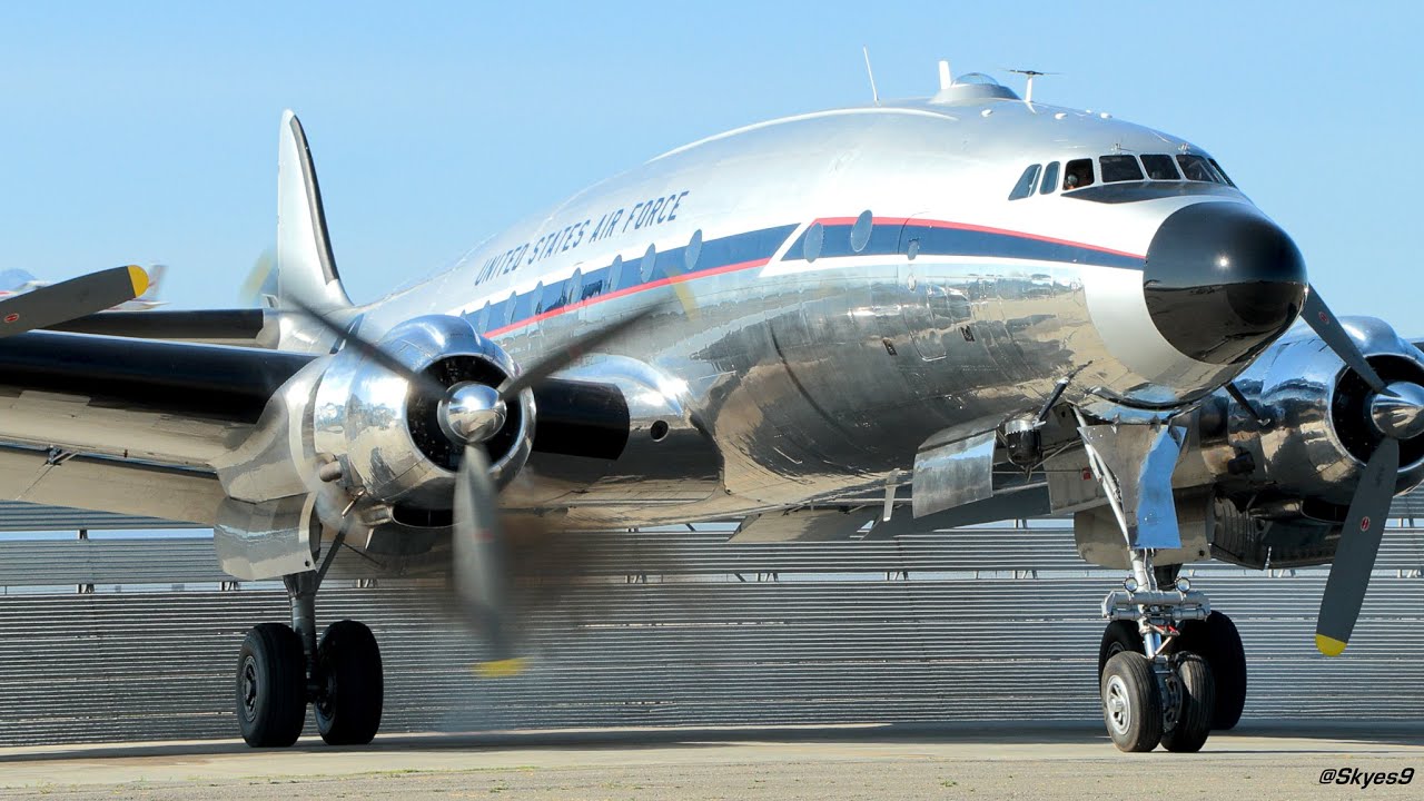 Lockheed VC-121A Constellation 'Bataan' Start Up, Takeoff and Landing ...