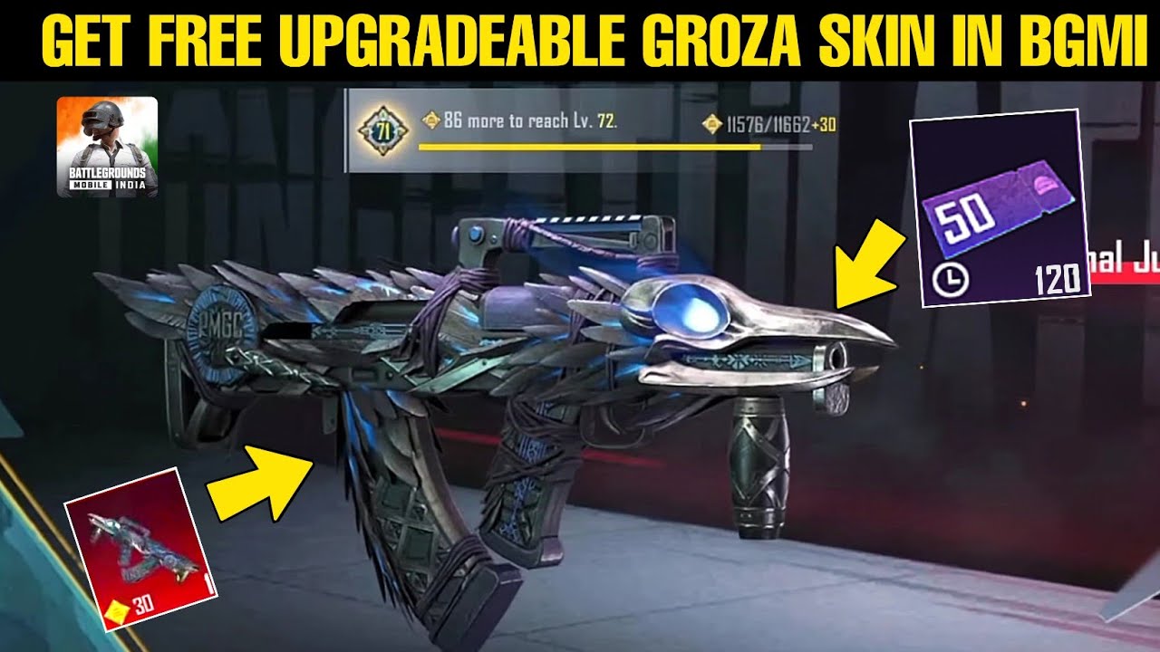 ₹0 Uc Get Free Upgradeable Groza Skin 🔥| How To Use New Years Vouchers ...