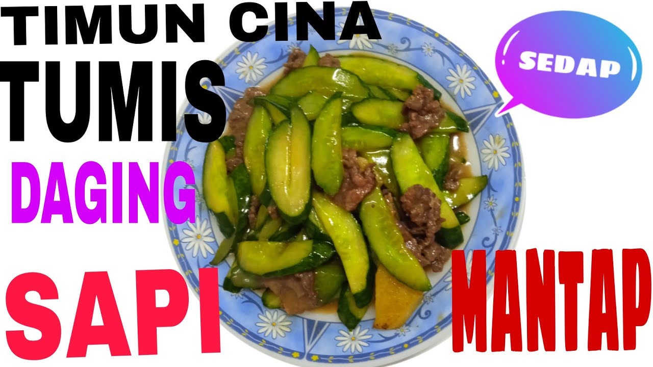 Resep dan cara masak tumis daging sapi timun cina - YouTube