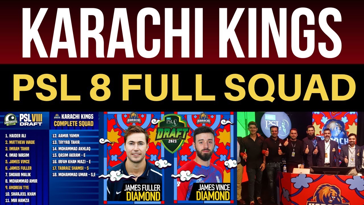 KARACHI KINGS PSL 8 FULL SQUAD | PSL 8 Draft | Karachi Kings PSL 2023 ...