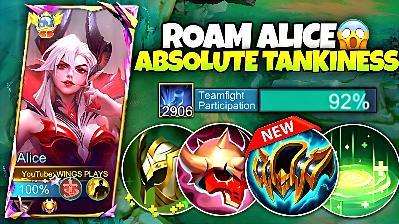 ALICE 2025 ROAM TANK! 💥 UNSTOPPABLE IMMORTALITY BUILD & EMBLEM | MLBB ...