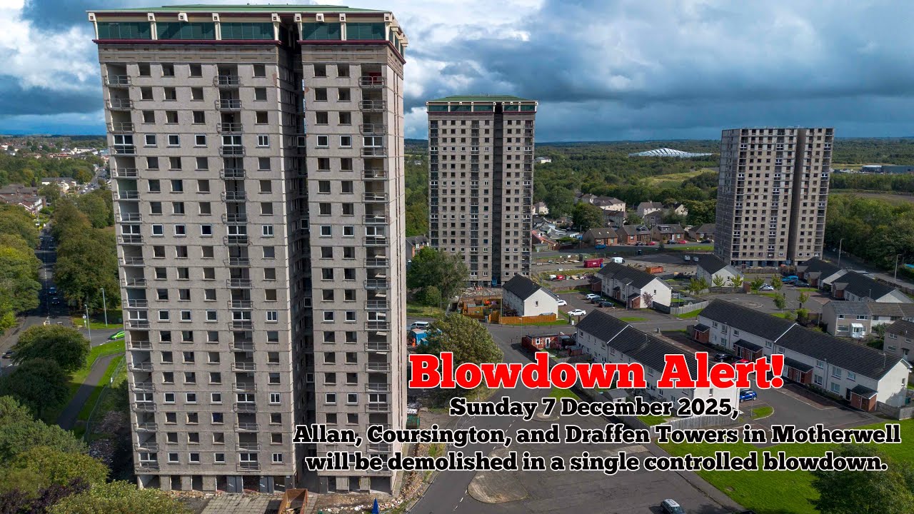 Blowdown Alert! Three Motherwell Towers 7/12/25 - YouTube