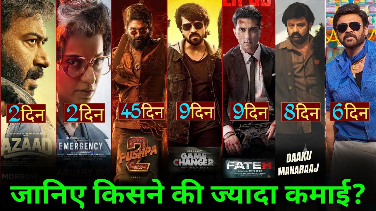 Azaad Box Office Collection, Emergency Box Office Collection, Pushpa 2 ...