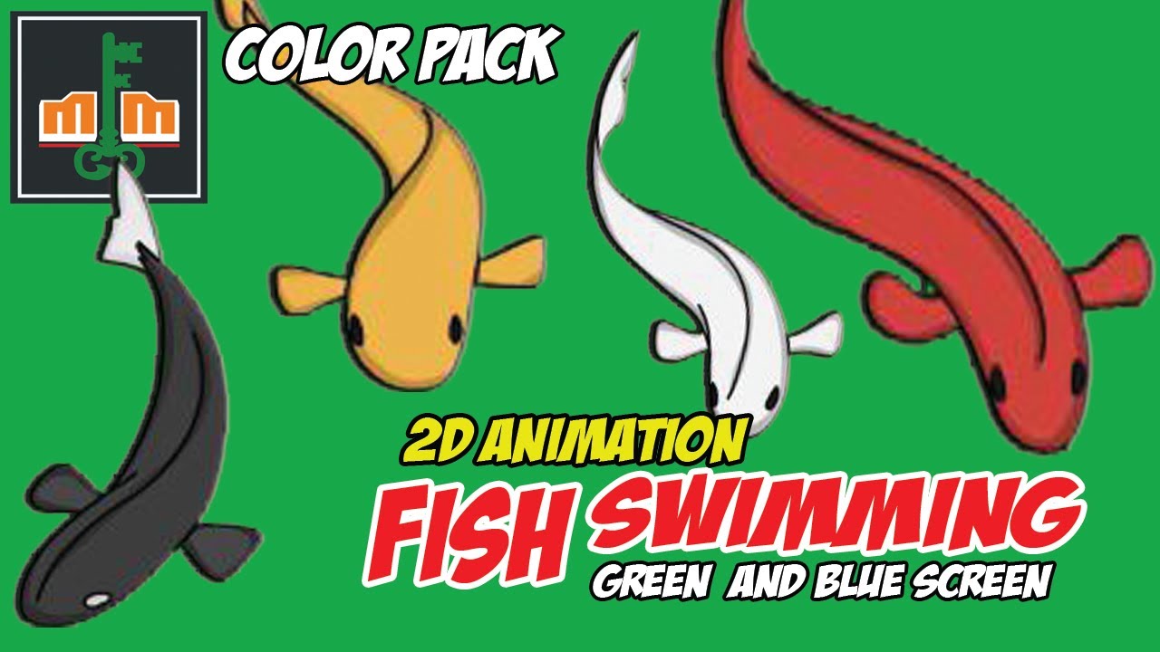 FISH SWIMMING ANIMATION COLOR PACK GREEN AND BLUE SCREEN - YouTube
