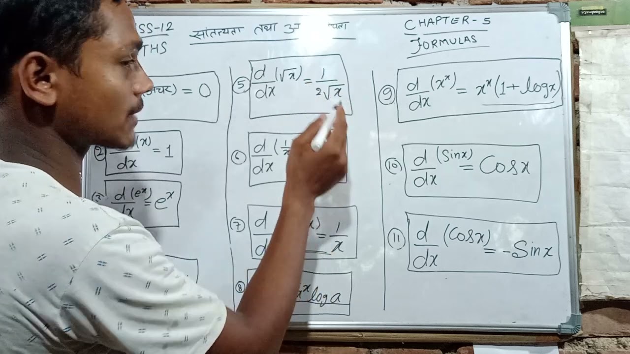 class 12 maths chapter 5 formulas /continuity and differentiability ...