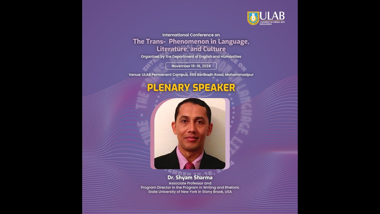 Plenary Speech by Dr Shyam Sharma: "The Trans- Phenomenon in Language ...