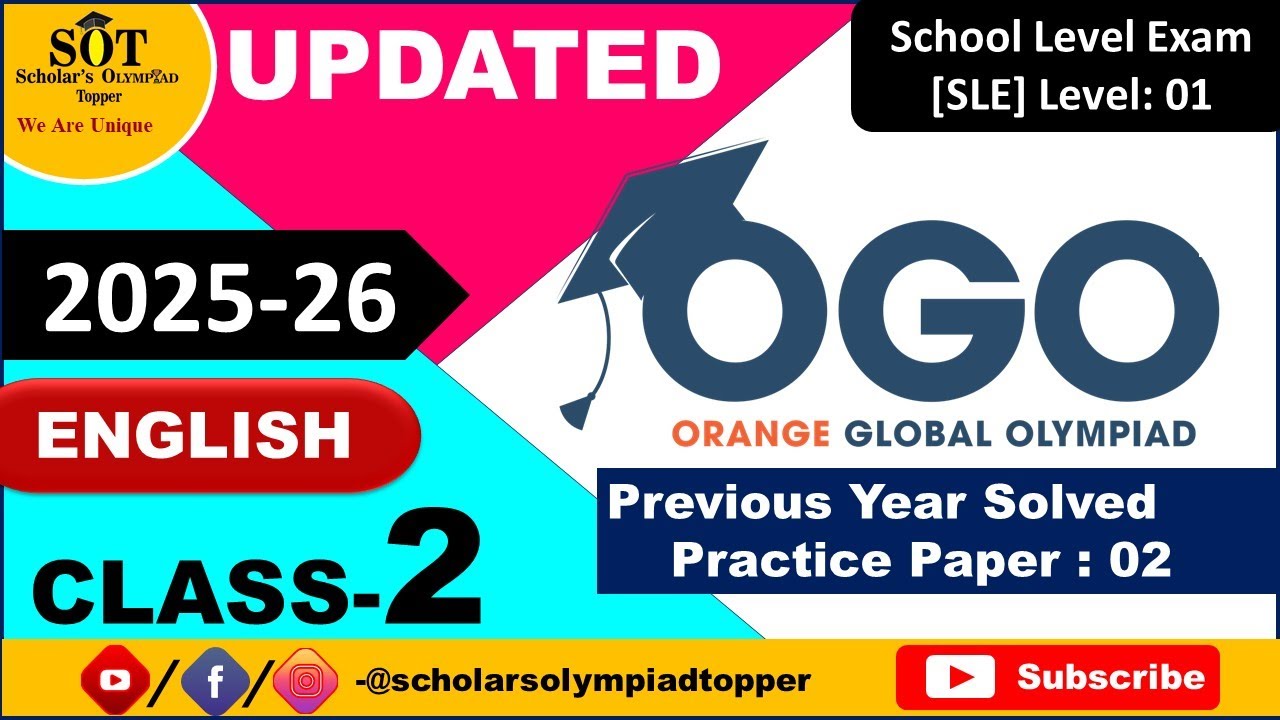 Class 2 English |Orange Global Olympiad |OGO| Previous Year Solved Paper 2| SLE level 1 - YouTube