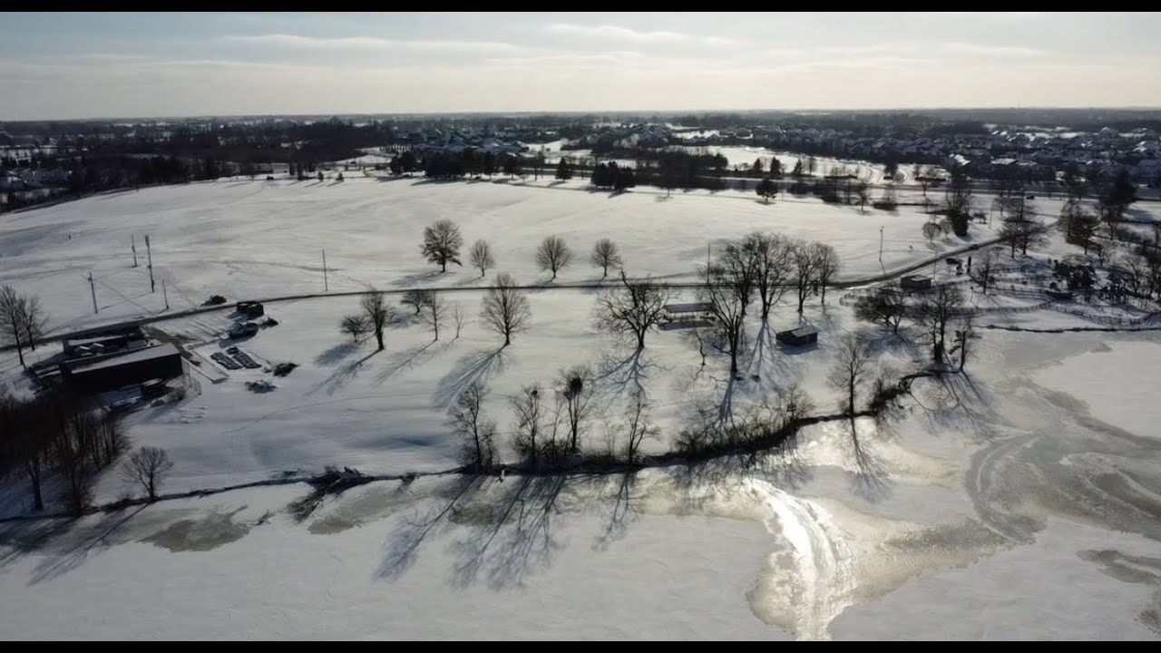Frozen Lake Jacobson Park-Drone view - YouTube