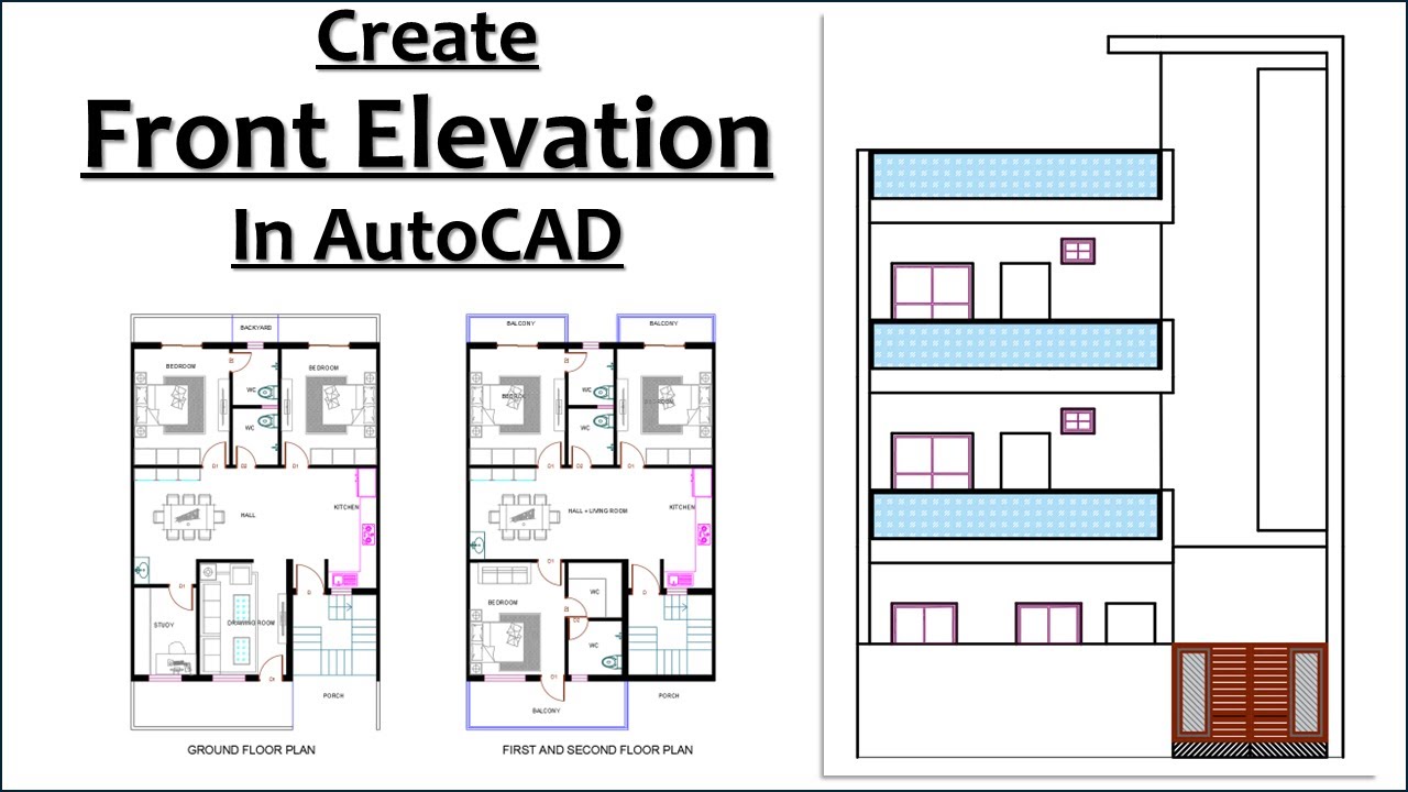 Create Front Elevation Of Floor Plan in AutoCAD - YouTube