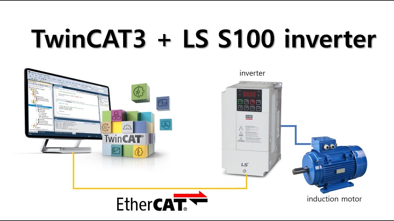 TwinCAT3 + LSelectric S100 inverter EtherCAT 구동 - YouTube