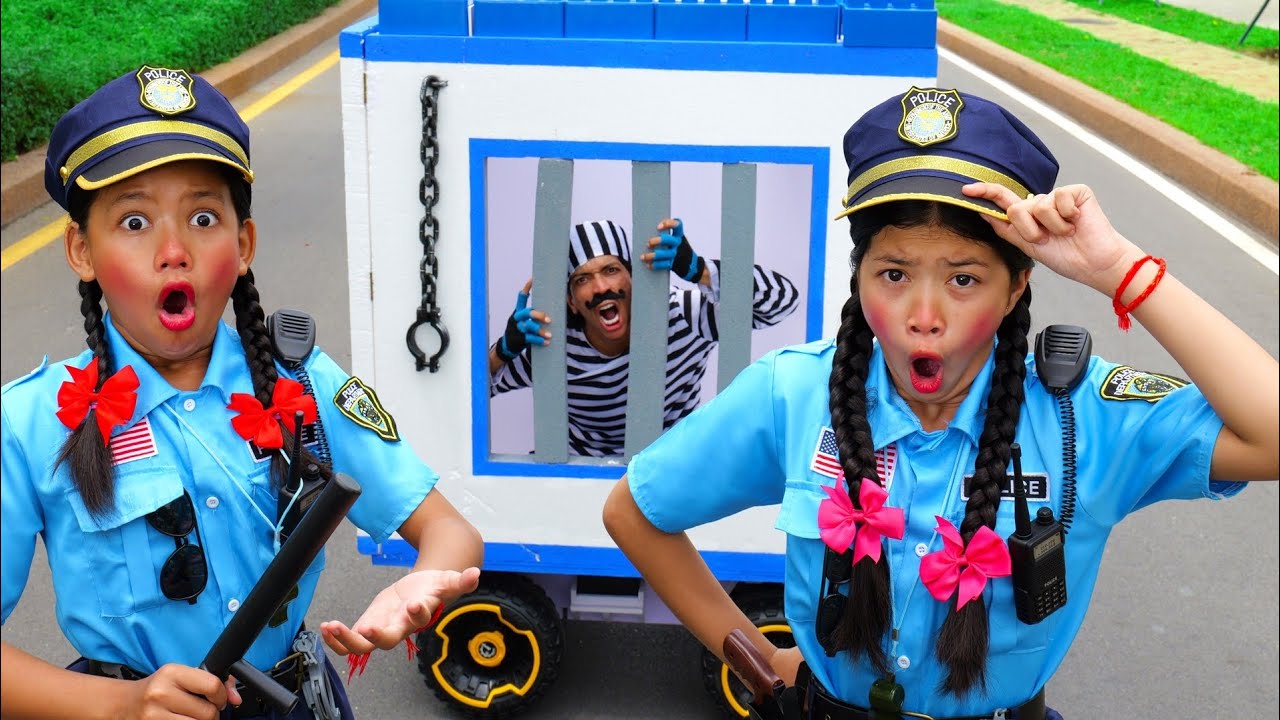 Gemma and Sophia Fun Cops Stories for Kids - YouTube
