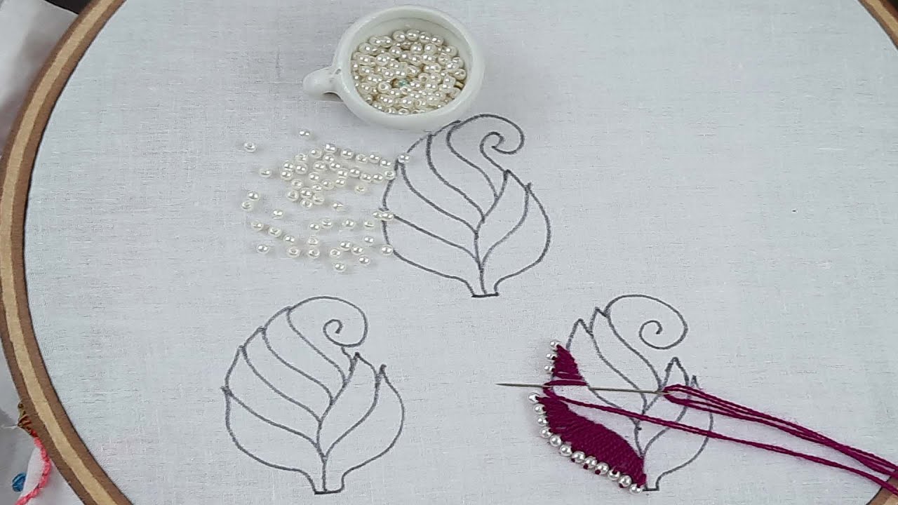 Hand embroidery.all over design for dress /kurti. pearl work#383 - YouTube