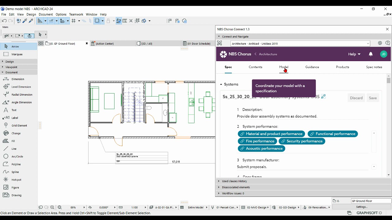 NBS Chorus in ArchiCAD (Uniclass) - Part 4 of 4 - Using Chorus connect ...